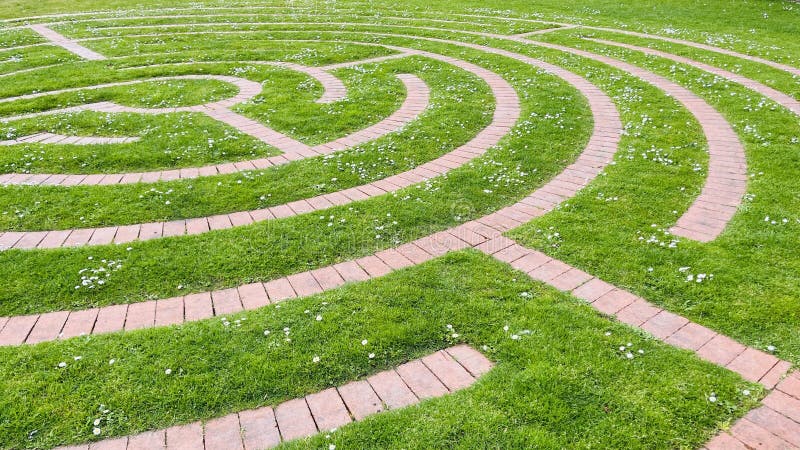 Maze Made of Grass and Bricks. Stock Photo - Image of agriculture ...