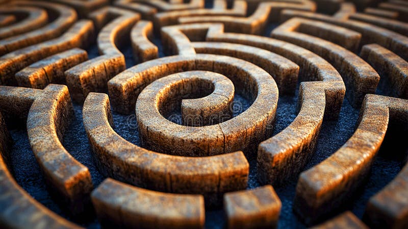 A Maze Made of Wood or Stone with a Texture Stock Illustration ...