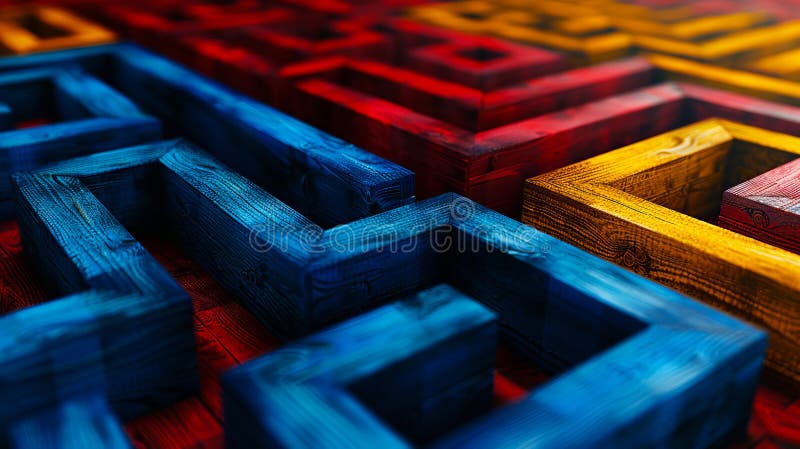 A Maze Made of Wooden Blocks Stock Photo - Image of wood, blocks: 316365060