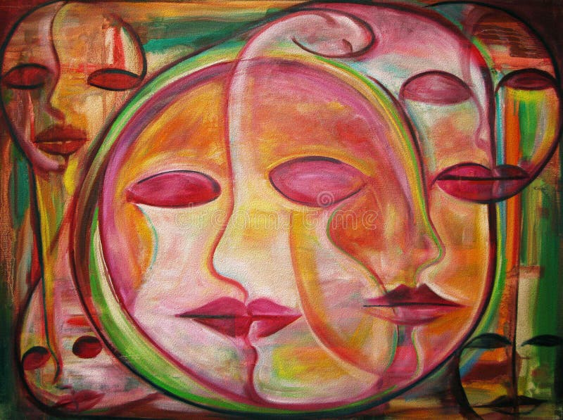 Maze of faces stock illustration. Illustration of cubist - 5199912