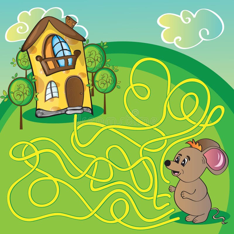 Cute Mouse s Maze Game stock vector. Illustration of black - 44630470
