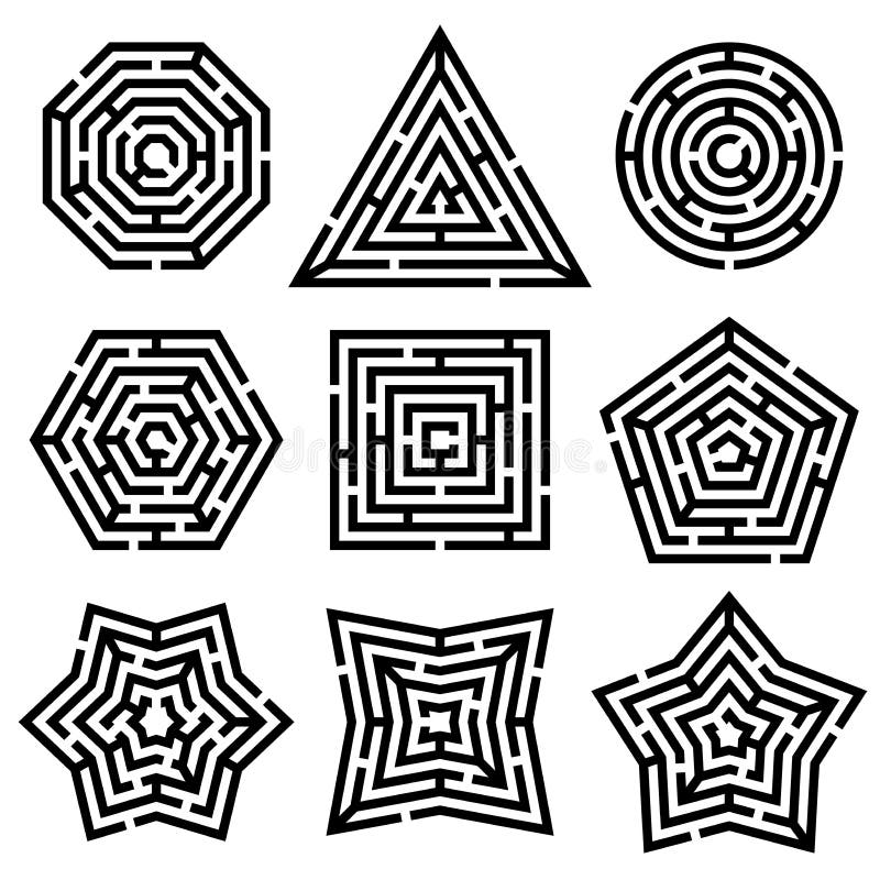 Pentagon labyrinth stock vector. Illustration of design - 8042862