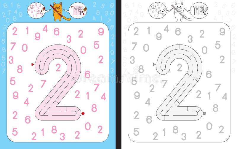 Maze number 8 stock vector. Illustration of task, practice - 93618825