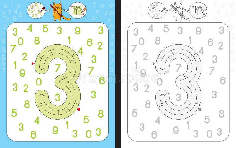 Maze number 7 stock vector. Illustration of worksheet - 93618558