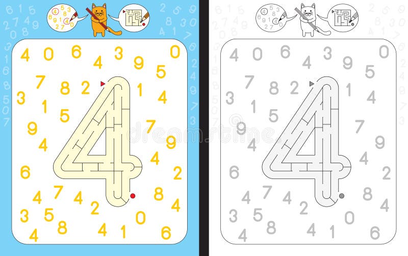 Maze number 7 stock vector. Illustration of worksheet - 93618558