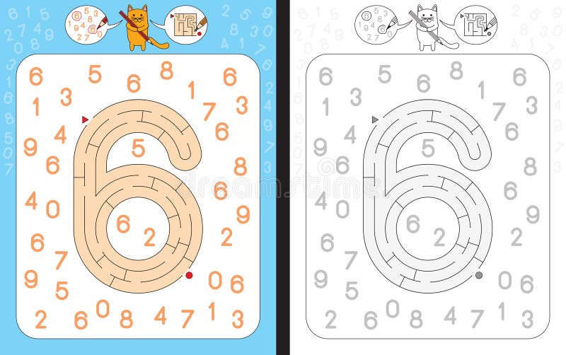 Maze number 7 stock vector. Illustration of worksheet - 93618558