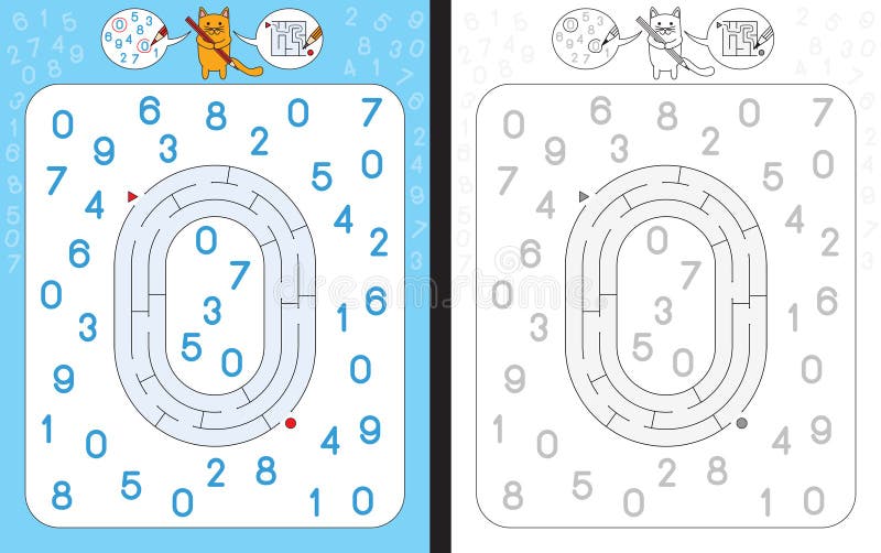 Maze number 7 stock vector. Illustration of worksheet - 93618558