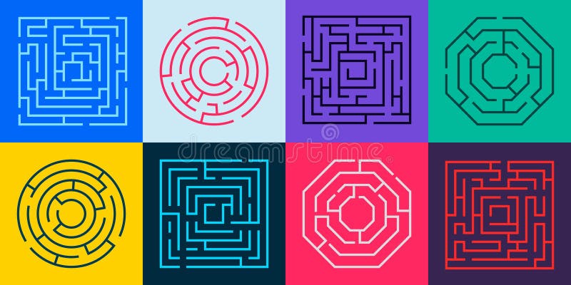 Maze Path. Round Labyrinth Riddle with Wrong Way and Right Way ...
