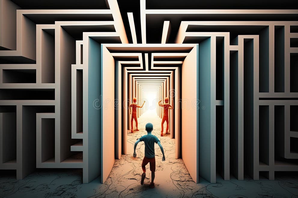 Maze people stock illustration. Illustration of decision - 306158350