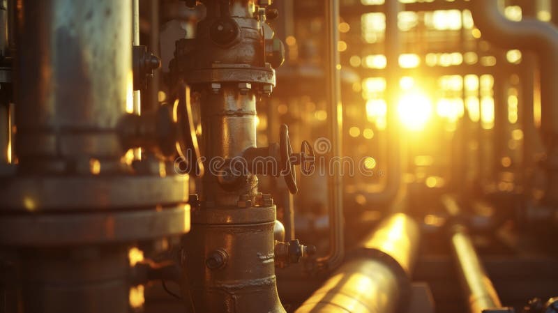 A Maze of Pipes and Machinery Inside a Factory Casting Dramatic Shadows ...
