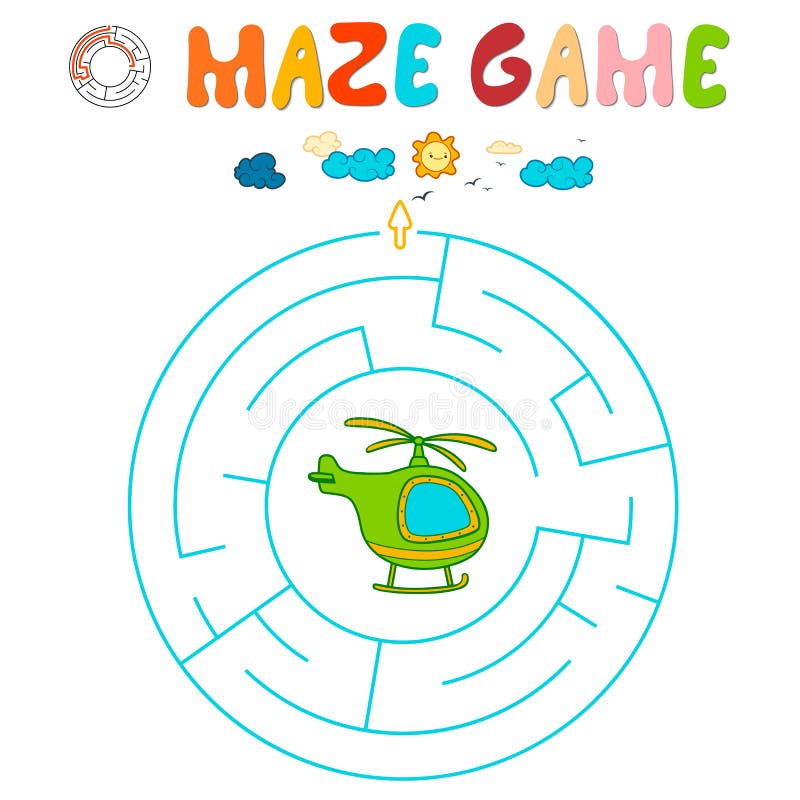 Maze Puzzle Game for Children. Circle Maze or Labyrinth Game with ...