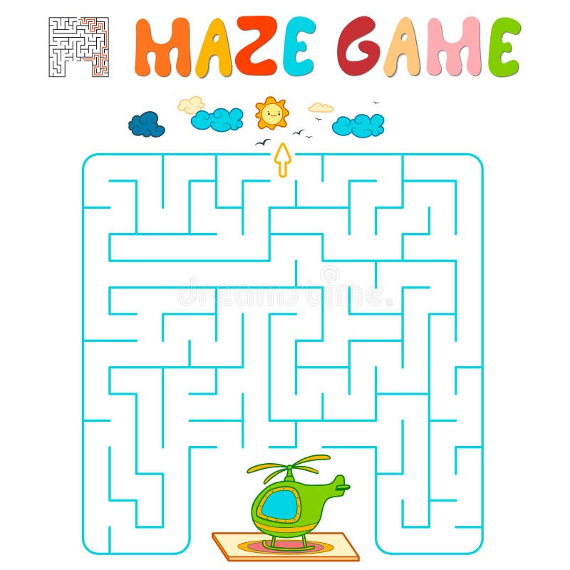 Maze Puzzle Game for Children. Maze or Labyrinth Game with Helicopter ...