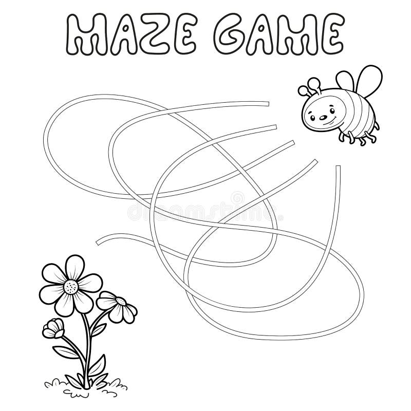 Maze Puzzle Game for Children. Outline Maze or Labyrinth Stock Vector ...