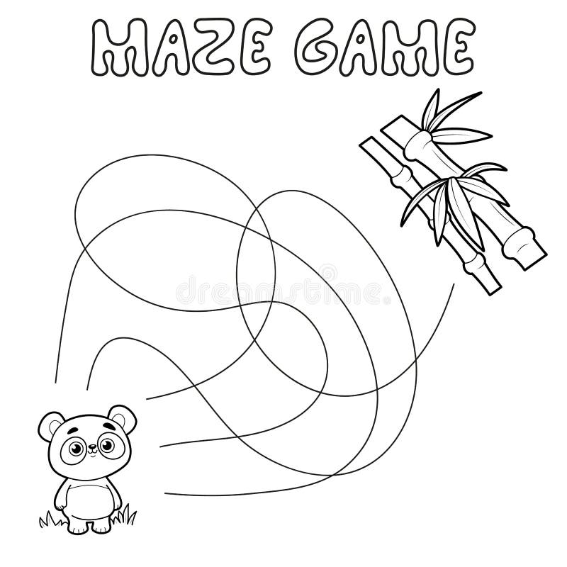 Maze Puzzle Game for Children. Outline Maze or Labyrinth Stock Vector ...
