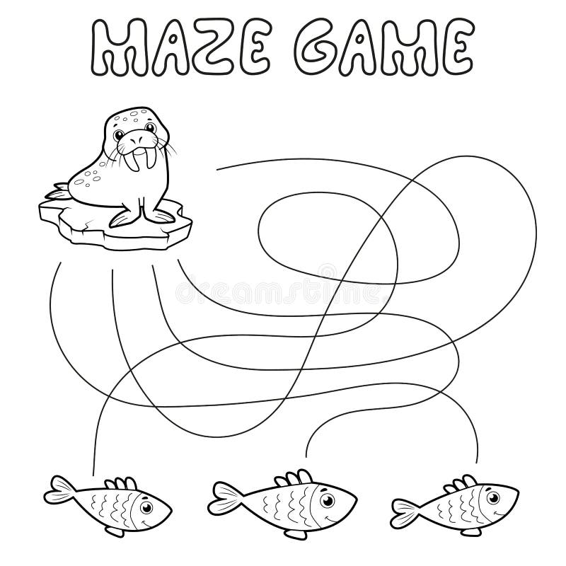 Maze Puzzle Game for Children. Outline Maze or Labyrinth Stock Vector ...