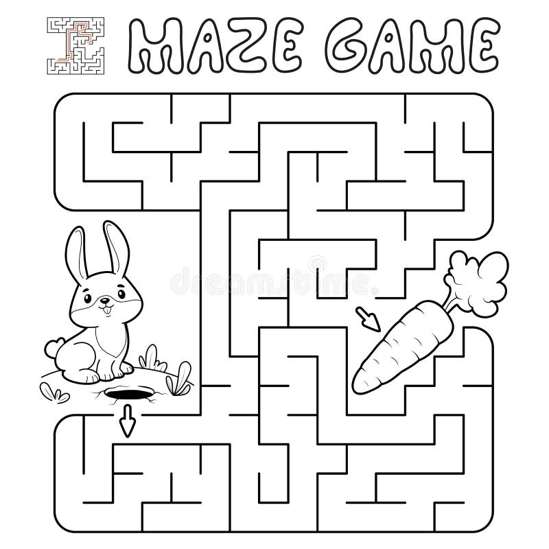 Maze Puzzle Game for Children. Outline Maze or Labyrinth Game with ...