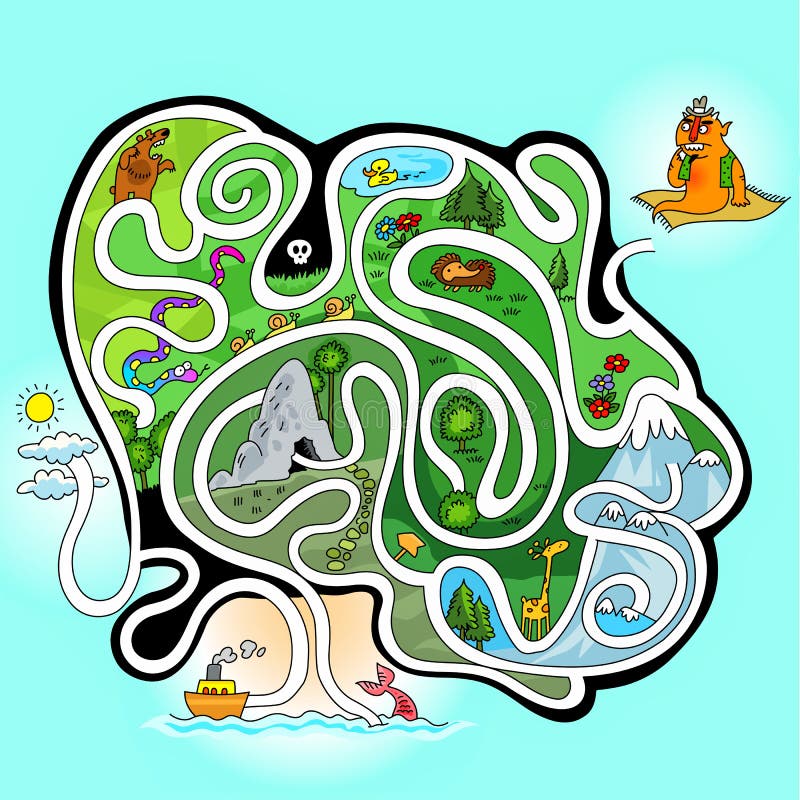 Maze Puzzle. Easy and Funny Maze Game for Kids and Children Stock ...