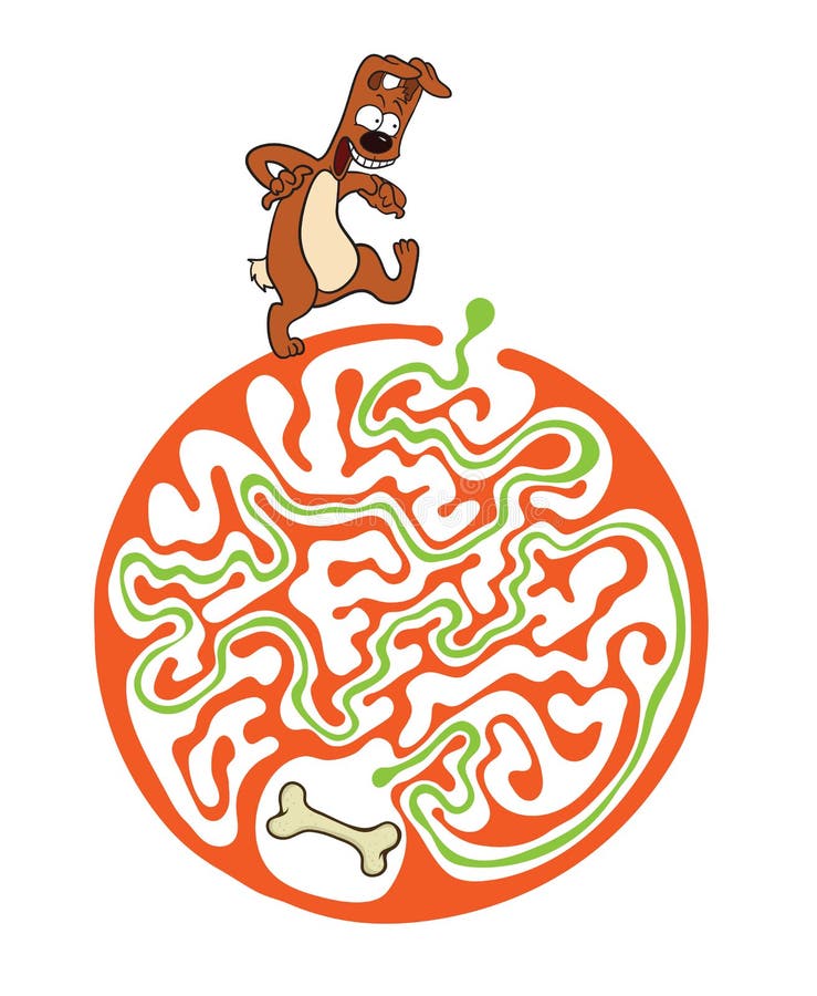 Maze Puzzle for Kids with Dog and Bone. Labyrinth Illustration ...