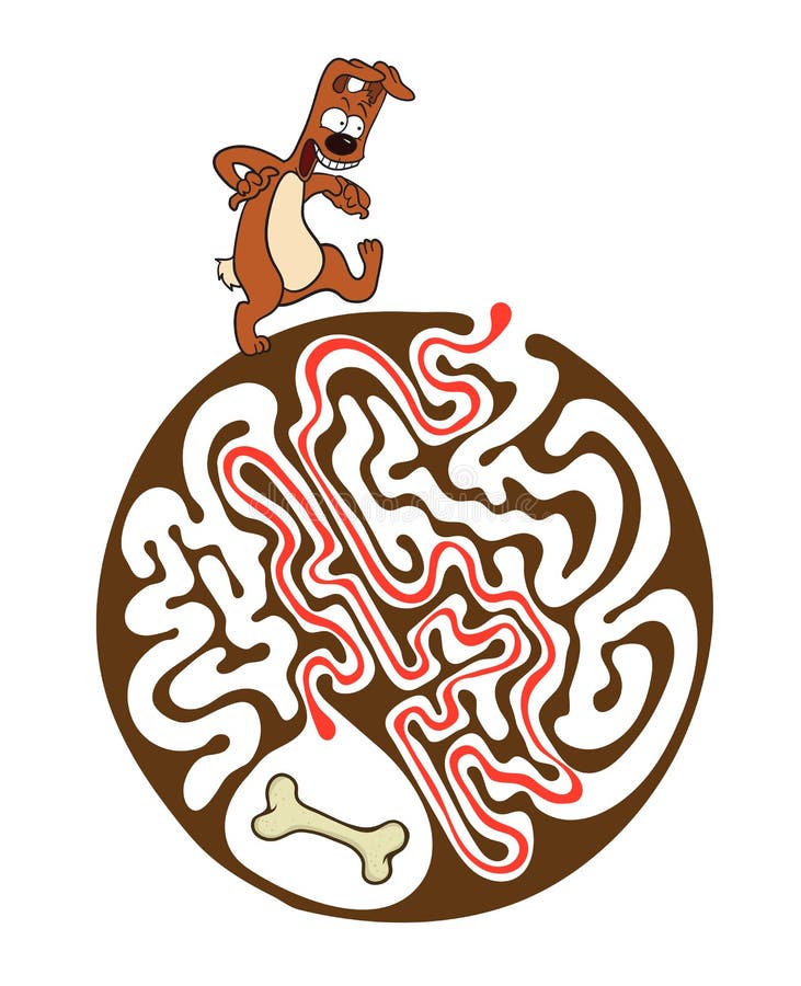 Maze Puzzle for Kids with Dog and Bone. Labyrinth Illustration ...