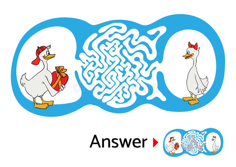 Maze Puzzle for Kids, Labyrinth Illustration with Solution. Stock Vector - Illustration of ...