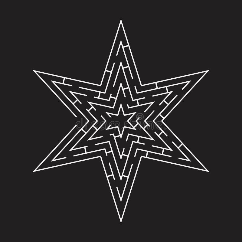 Maze Puzzle a Star Shape Black Stock Vector - Illustration of lost ...