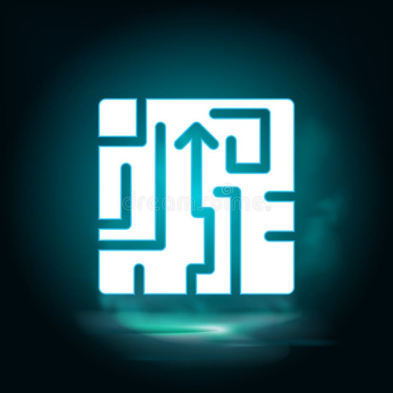 Maze, Puzzle, Strategy Vector Icon. Lighting Blue Smoke Neon Icon Stock ...