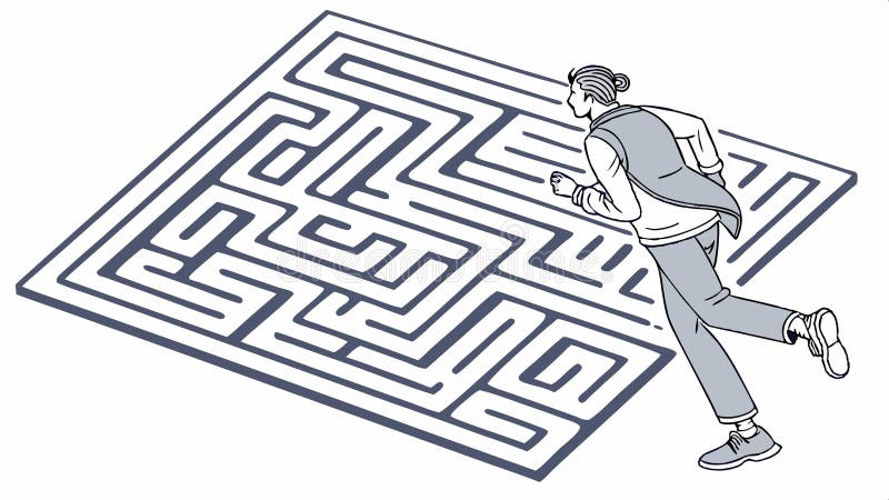 Maze and Runner Illustration, Labyrinth Design, Puzzle Game, Maze Art ...