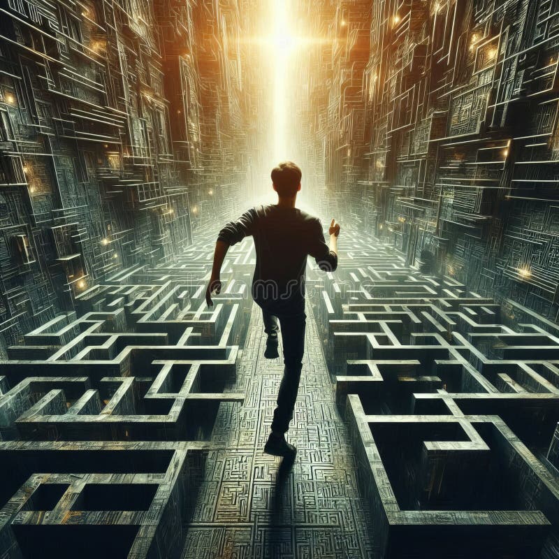 Maze Runner an Intriguing Image of a Man Dancing through a Compl Stock ...