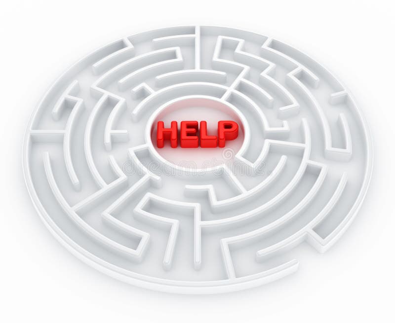 Maze - Search for help stock illustration. Illustration of solution ...