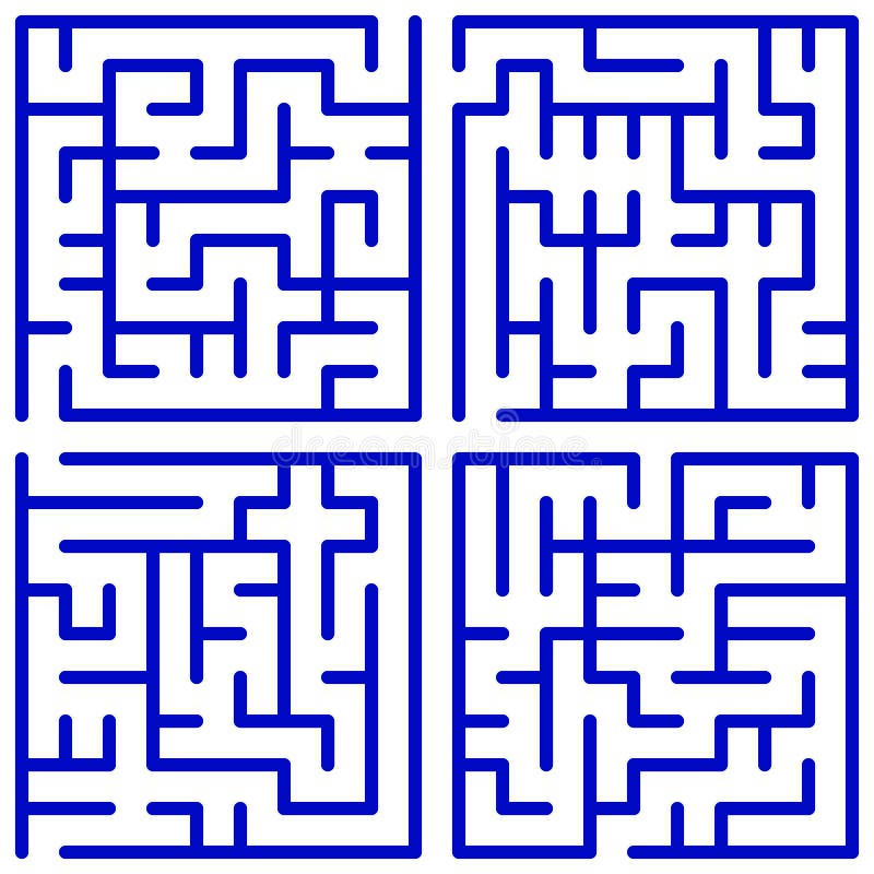 Maze set stock vector. Illustration of trail, entry, escape - 36812774