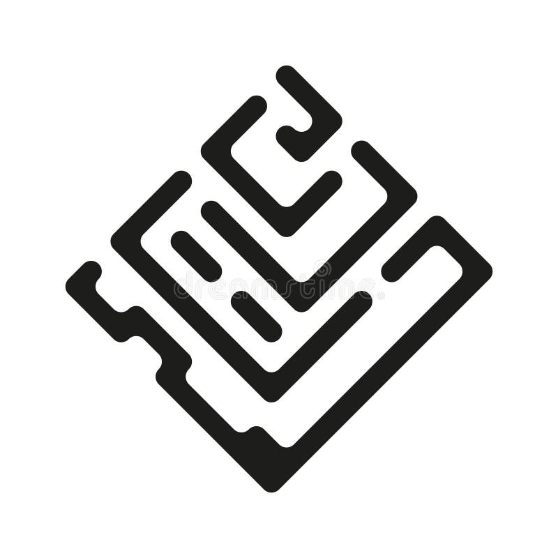 Maze Symbol. Abstract Path Icon. Black Geometric Shape. Modern Digital ...