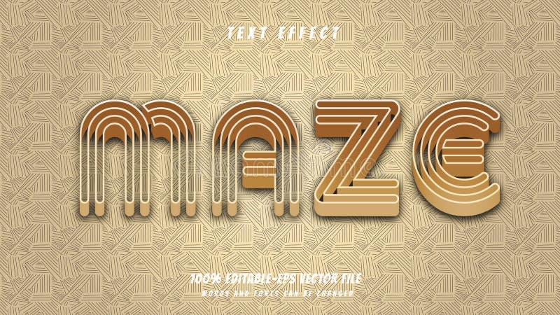 Maze Text Effect Design Vector Stock Vector - Illustration of game ...