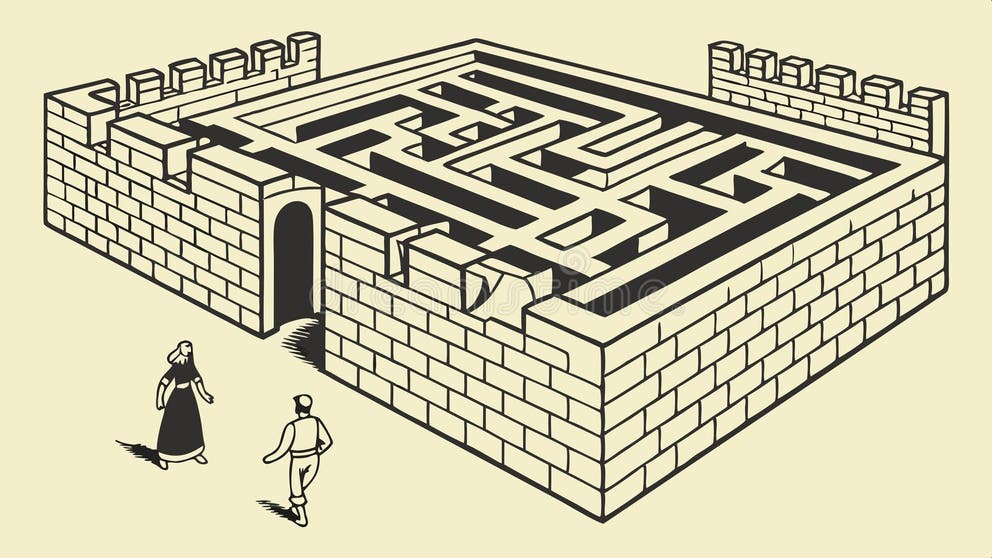Maze Wall, Labyrinth Structure, Puzzle Game and Complex Path, Maze Puzzle Vector Design ...