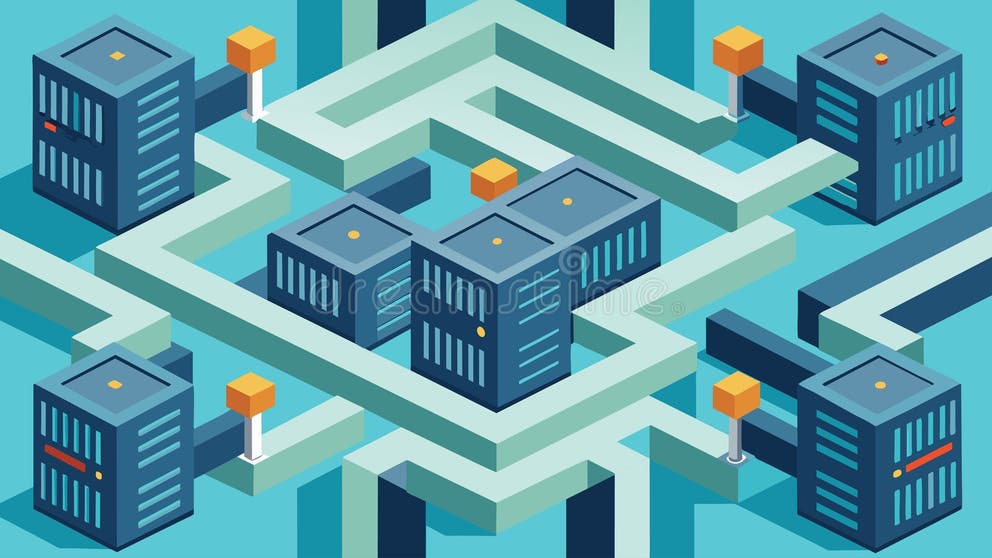 A Mazelike Structure Built Out of Servers and Hard Drives with Each ...