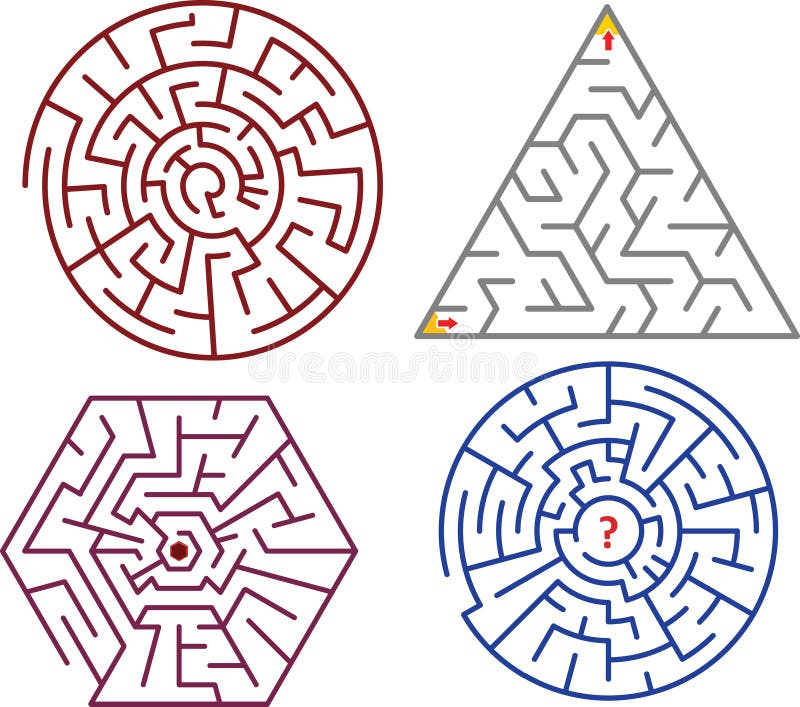 Four Maze Games with Answers Stock Vector - Illustration of activity ...