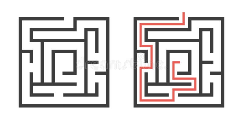 Mazes, task and solution stock vector. Illustration of play - 168284736