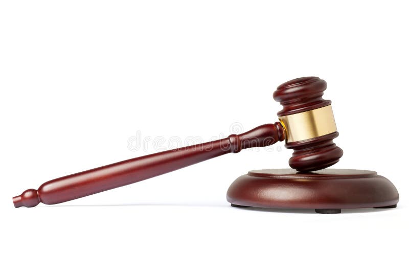 Martillo De Madera Del Mazo Del Juez Y Escalas De Cobre Amarillo De La ...