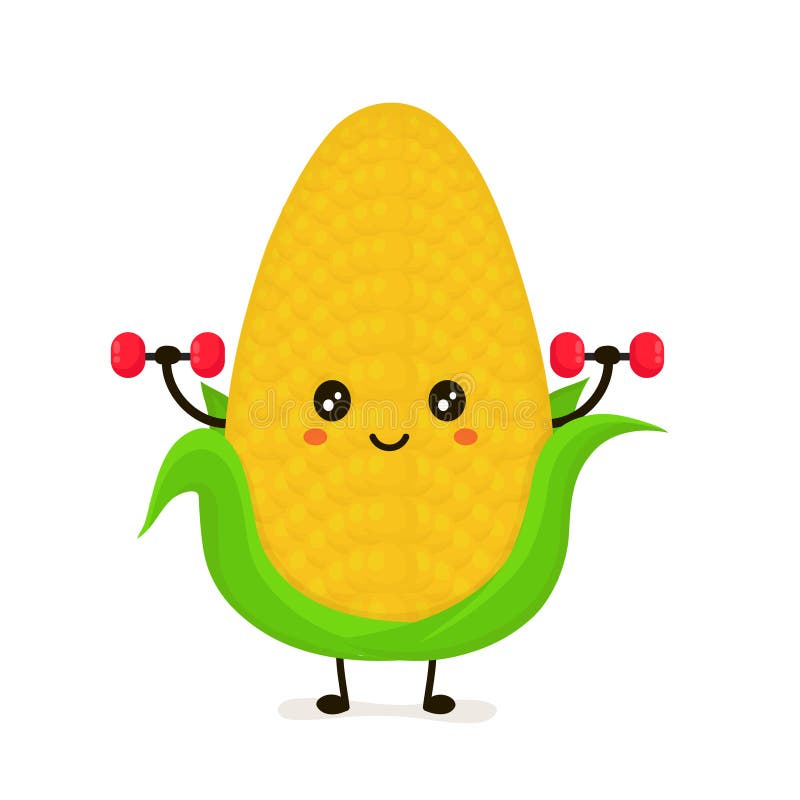 Mazorca De Maíz Sonriente Linda Feliz Divertida Ilustración del Vector ...