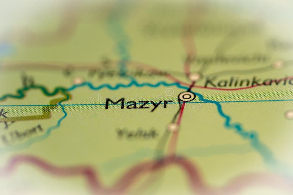 Mazyr, Belarus Highlighted on a World Map Stock Photo - Image of cities ...