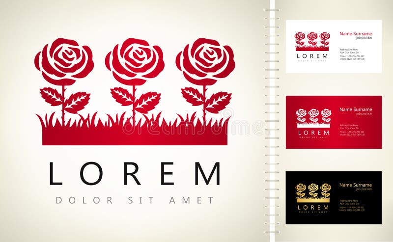 Mazzo del logo delle rose illustrazione vettoriale. Illustrazione di ...