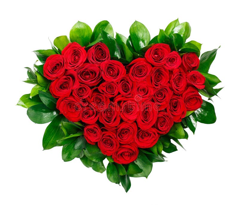 Mazzo a Forma Di Del Cuore Delle Rose Rosse Fotografia Stock - Immagine ...