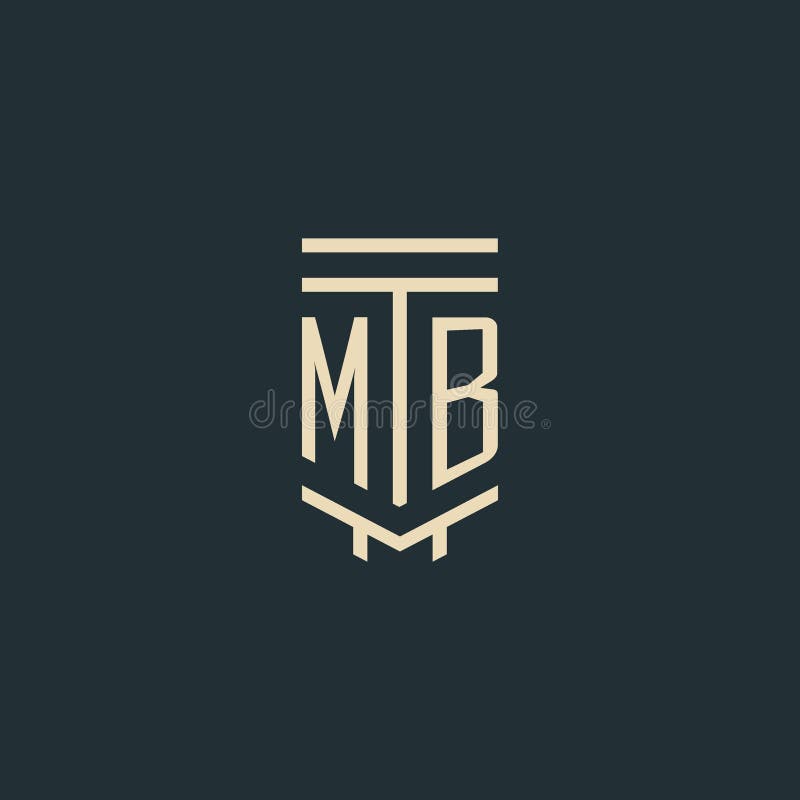 MB Initial Monogram with Simple Line Art Pillar Logo Designs Stock ...