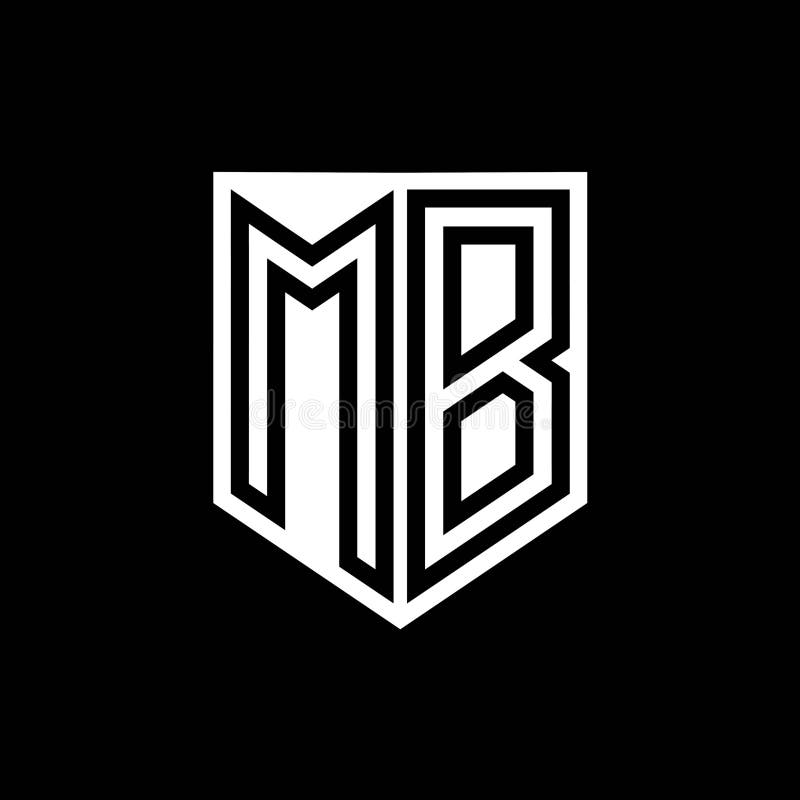 MB Logo Monogram Shield Geometric Black Line Inside White Shield Color ...