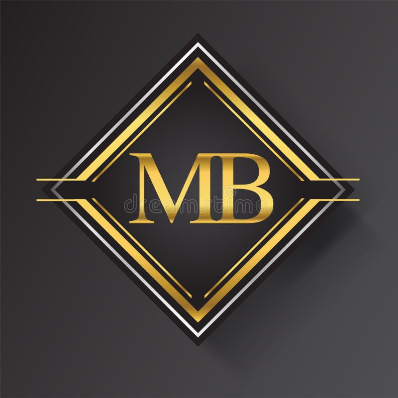 MB Letter Logo in a Square Shape Gold and Silver Colored Geometric ...