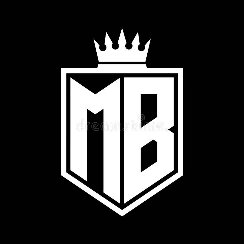 MB Logo Monogram Bold Shield Geometric Shape with Crown Outline Black ...