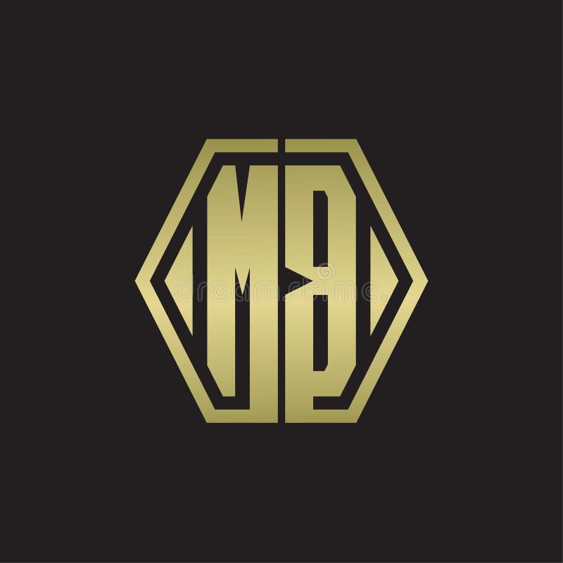 MB Logo Monogram with Hexagon Line Rounded Design Template with Gold ...