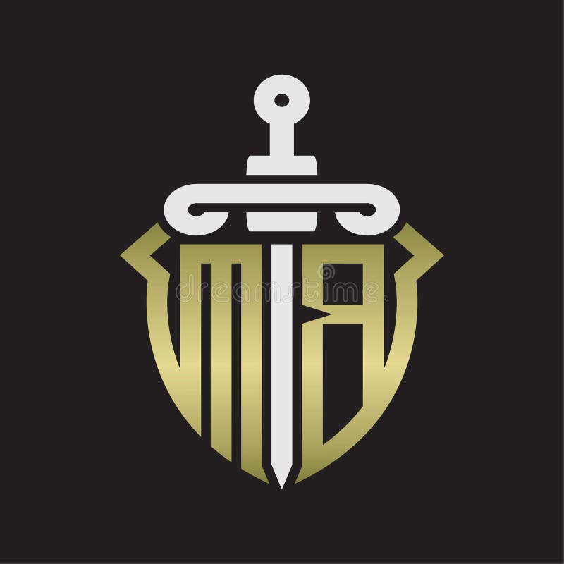 MB Logo Monogram with Sword and Shield Combination Isolated with Gold ...