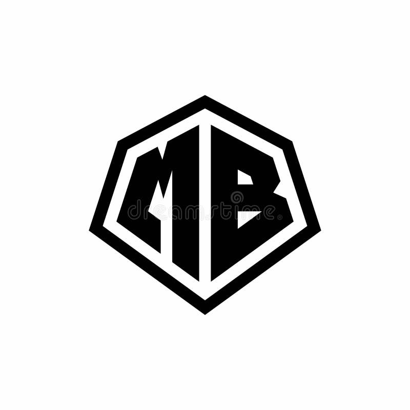 MB Monogram Logo with Hexagon Shape and Line Rounded Style Design ...