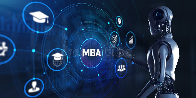 MBA Master Business Administration Education. Robot Pressing Virtual ...