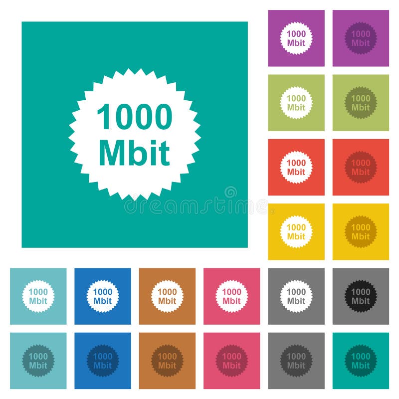 1000 Mbit Guarantee Sticker Square Flat Multi Colored Icons Stock ...